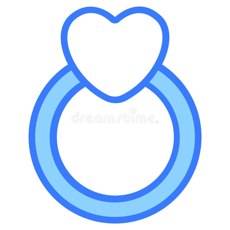 Heart Ring, Jewelry Icon, Simple Design Blue Line Stock Vector ...
