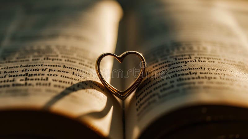 Heart Ring Shadow on Open Book Pages Stock Photo - Image of heart ...
