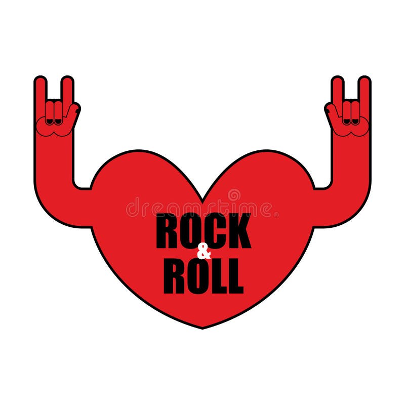 Heart Rock Logo. Rock and Roll Hand Stock Vector - Illustration of ...