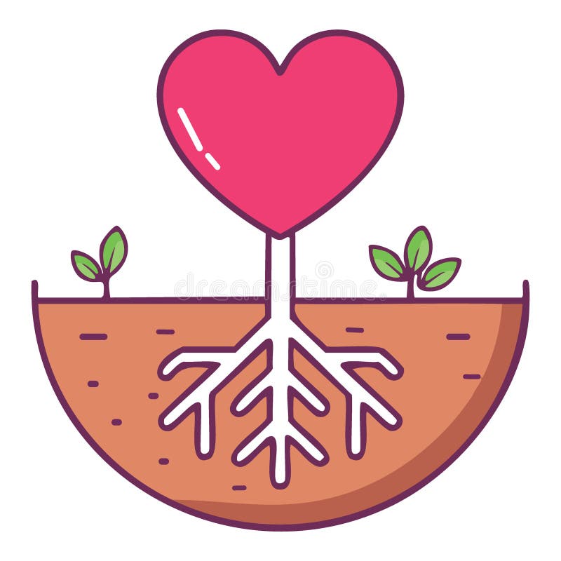 Heart Roots and Growth Illustration. a Stylized Illustration of a Heart ...