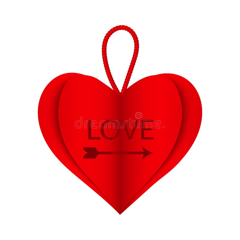 Heart on a Rope Isolated on White Background. Symbol of Love Stock ...