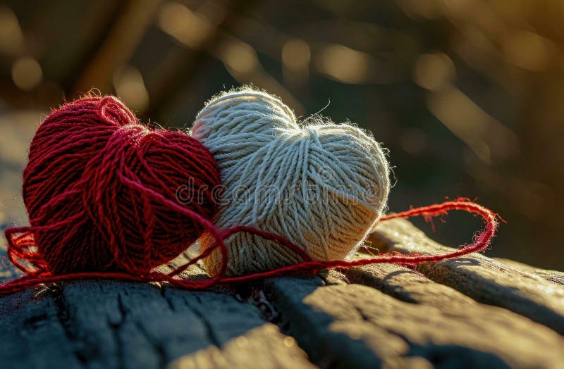 Heart on the Rope Heart of Wool Heart of Yarn Stock Illustration ...