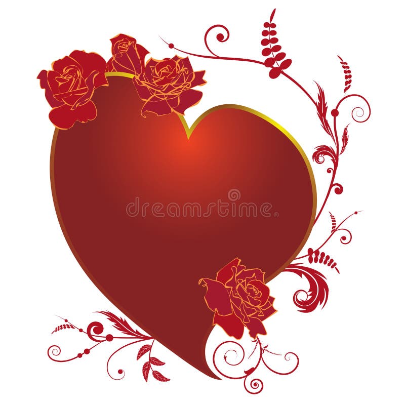 Heart and rose, frame stock vector. Illustration of flourish - 46579420