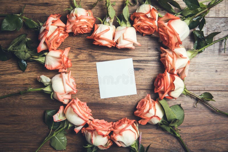 Heart roses with card stock image. Image of gift, table - 244949923