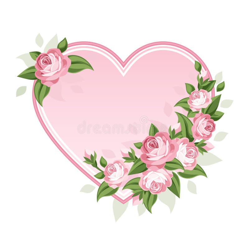 Heart Bouquet of Pink Roses. Vector Illustration. Stock Vector ...