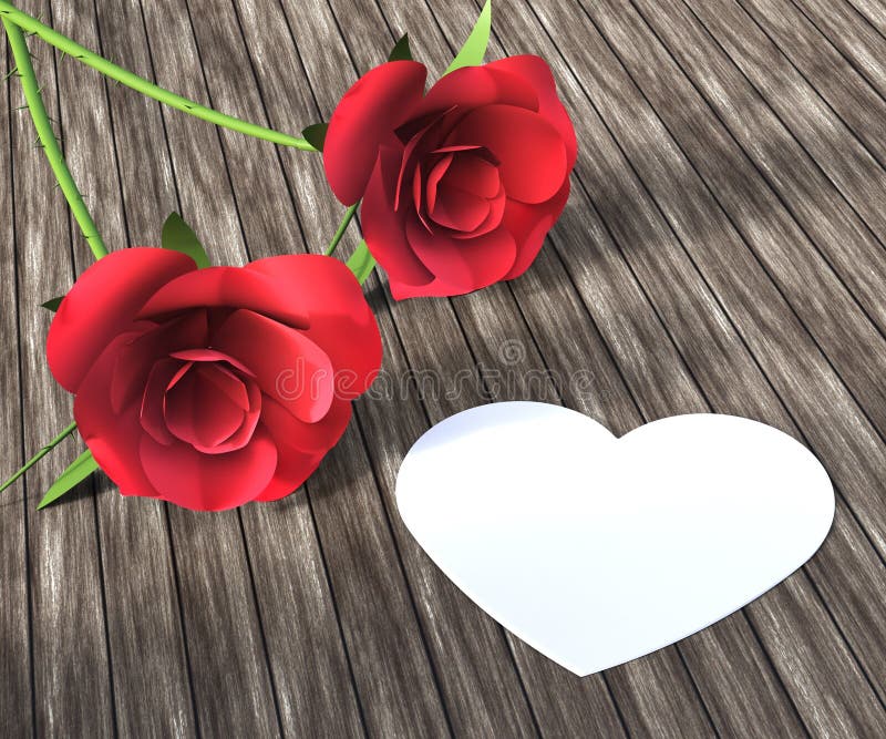 Heart Roses Indicates Valentine Day and Bloom Stock Illustration ...
