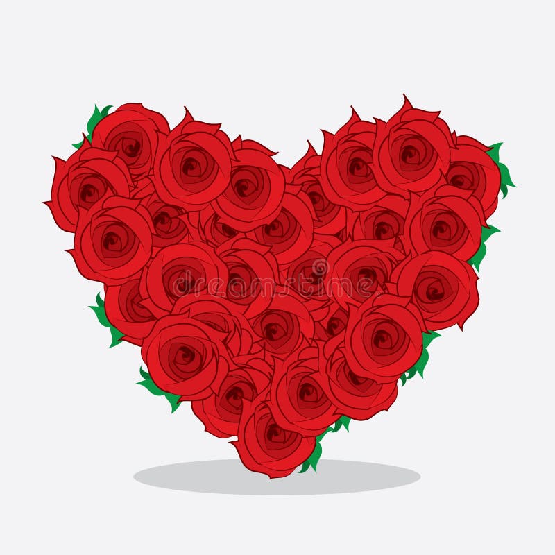 Heart Roses stock vector. Illustration of fresh, flower - 53520643