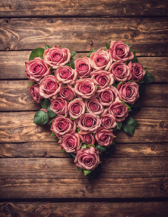 A heart of roses stock illustration. Illustration of wooden - 305650793