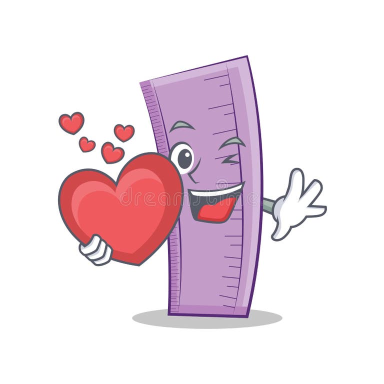 With Heart Ruler Character Cartoon Design Stock Vector - Illustration ...