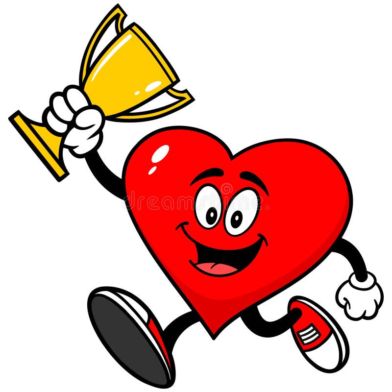Heart Running with Trophy stock vector. Illustration of happiness ...