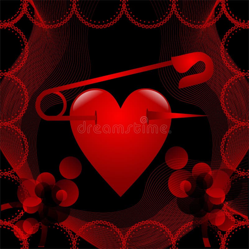 Red Heart With A Safety Pin Stock Vector - Illustration of silhouette ...