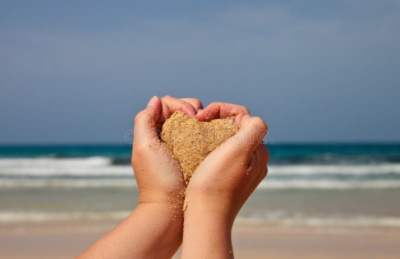 Heart Shaped Sand in Woman Hands Stock Photo - Image of heartshaped ...