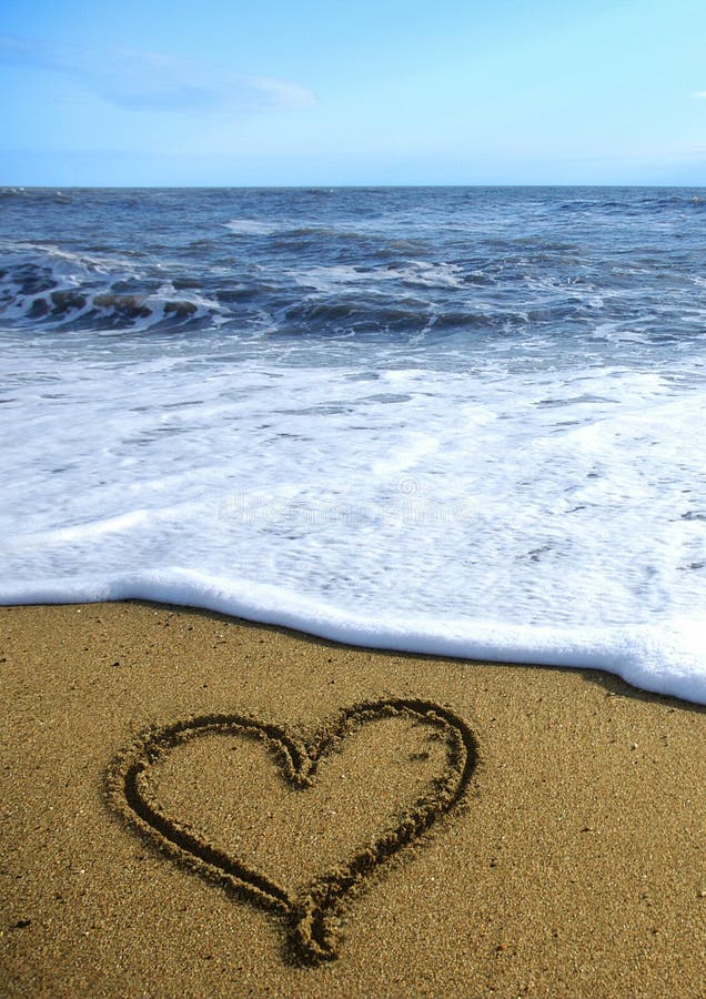 Heart in the sand stock photo. Image of heart, love, waves - 5849704