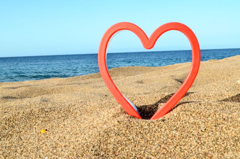 Heart on the Sand Beach stock image. Image of love, valentine - 145512667