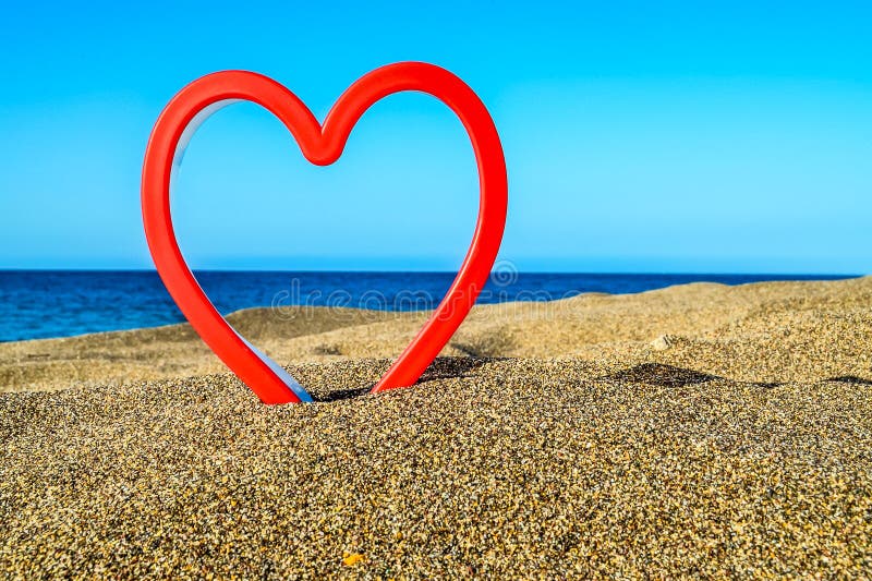 Heart on the Sand Beach stock image. Image of shape - 308788977