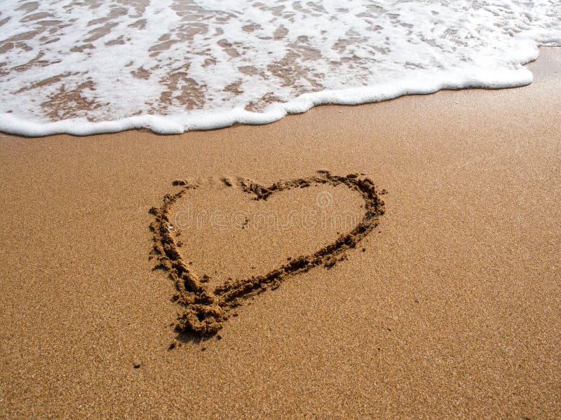 Heart on the sand beach. stock image. Image of outdoor - 51146693