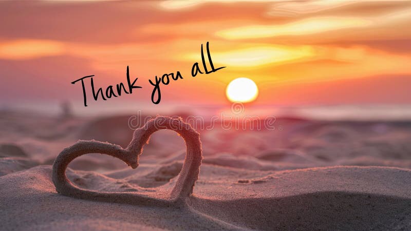 Heart in Sand at Sunset for Gratitude and Romance Concepts Stock ...