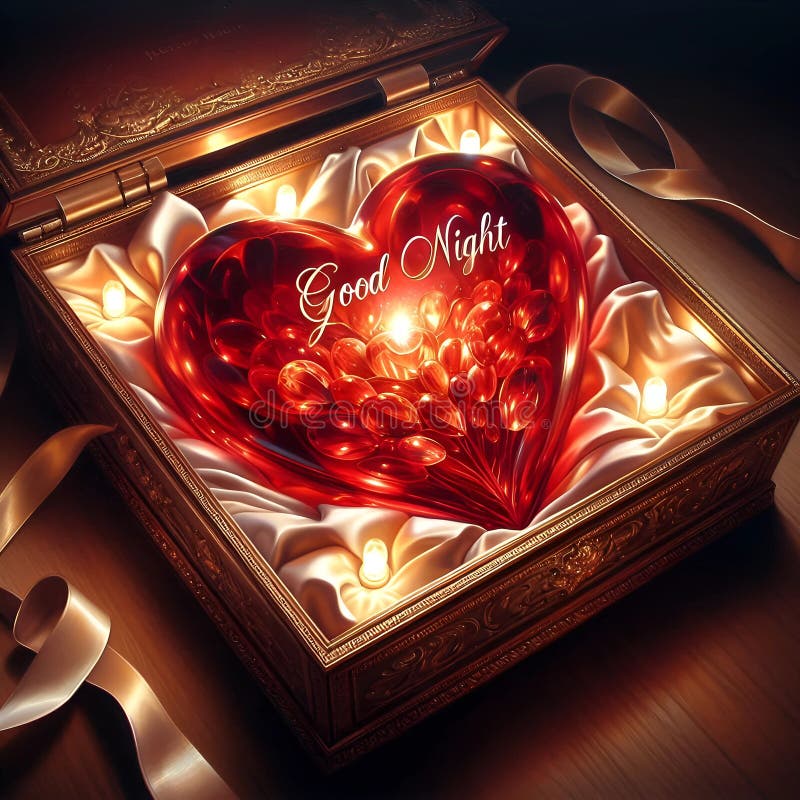 A Heart that Says Good Night in a Box. Stock Illustration ...