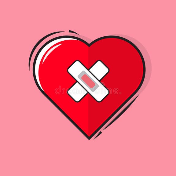 Heart Cartoon Illustration with Scars Stock Vector - Illustration of ...