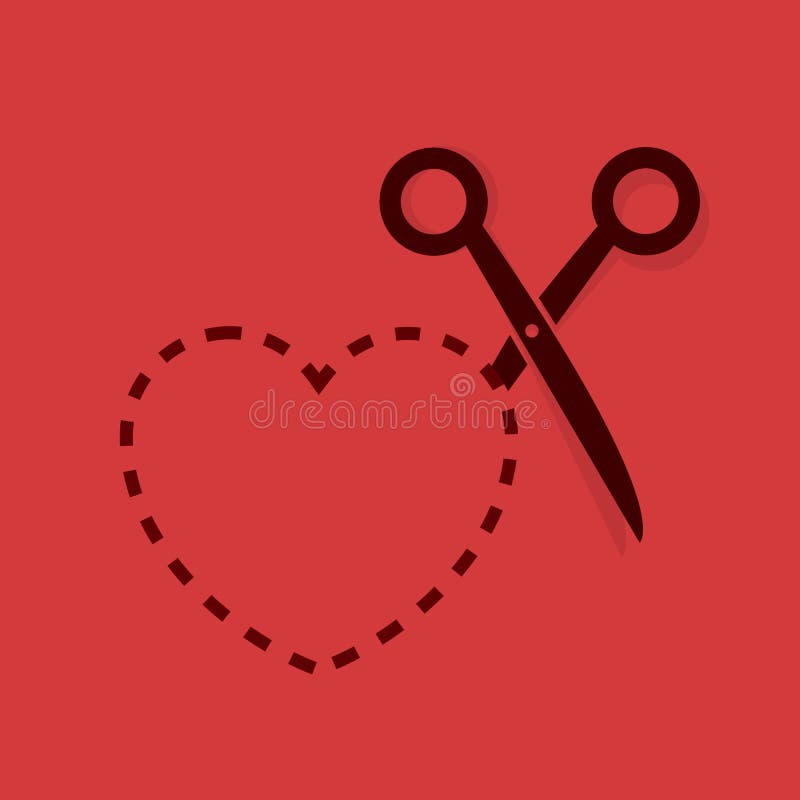 Heart Scissor Dotted Line stock vector. Illustration of icon - 32892633