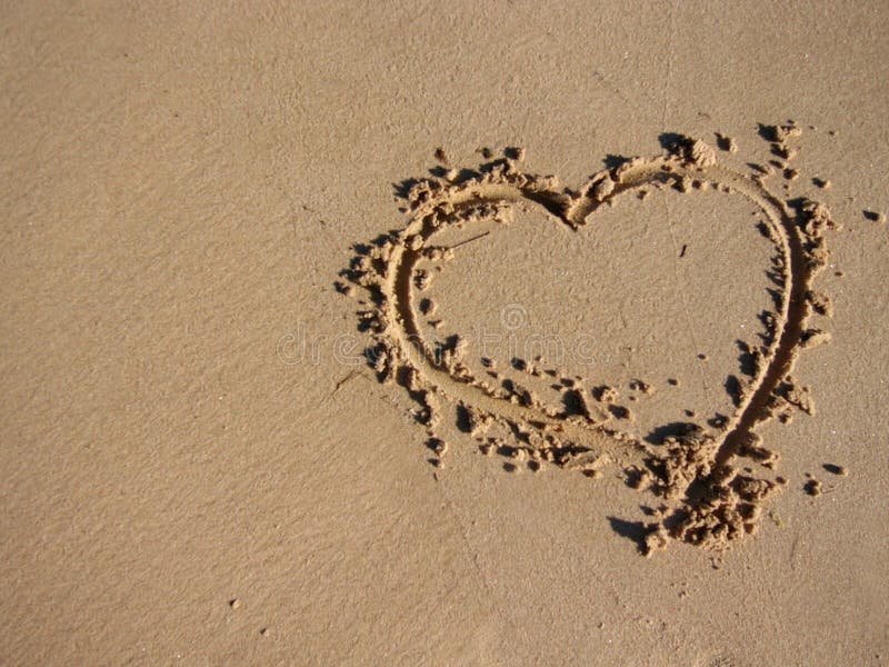 Heart Scratched into the Sand Stock Image - Image of beach, outdoors ...