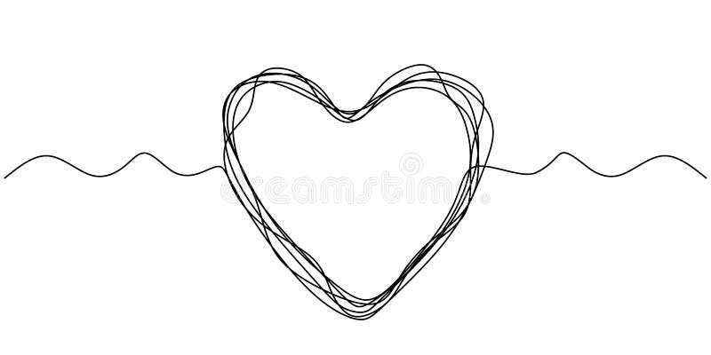 Heart One Line Drawing Symbol Of Love Vector Continuous Hand Drawn