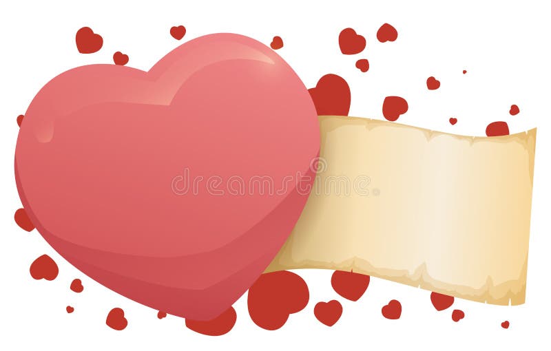 Heart with Scroll Template and Tiny Hearts Around it, Vector ...