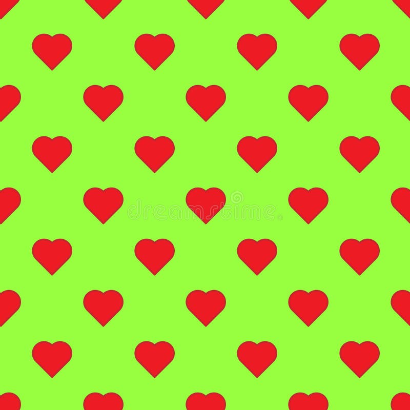 Heart Seamless Pattern at the Green Background Stock Illustration ...