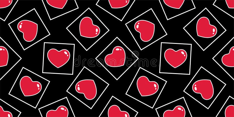 Heart Seamless Pattern Valentine Checked Vector Cartoon Square Tile ...
