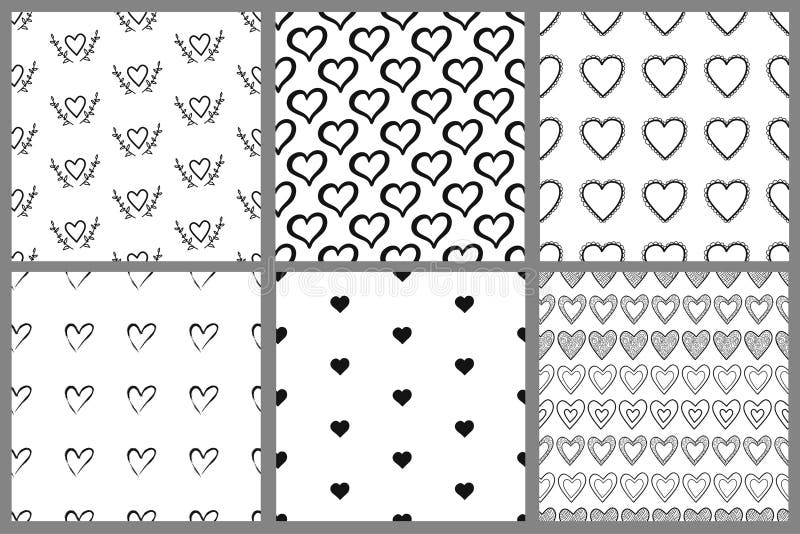 Heart Seamless Patterns. Love Digital Paper Set Stock Vector ...