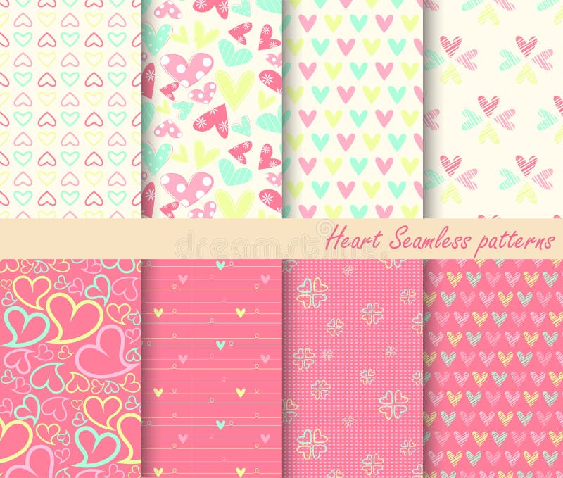 Heart seamless patterns stock illustration. Illustration of seamless ...