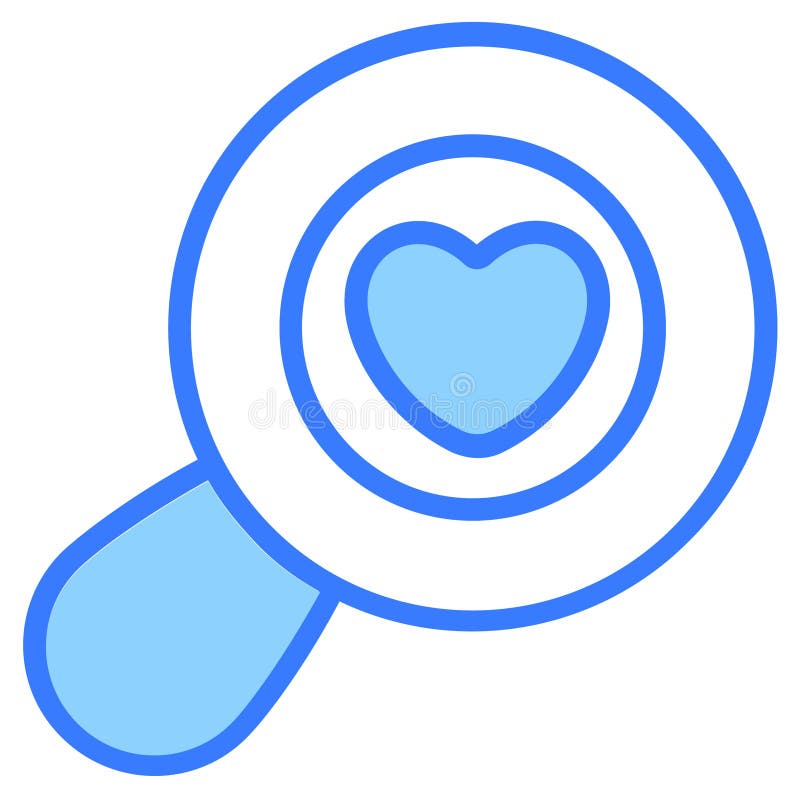 Heart Search, Find Love Icon, Simple Design Blue Line Stock Vector ...
