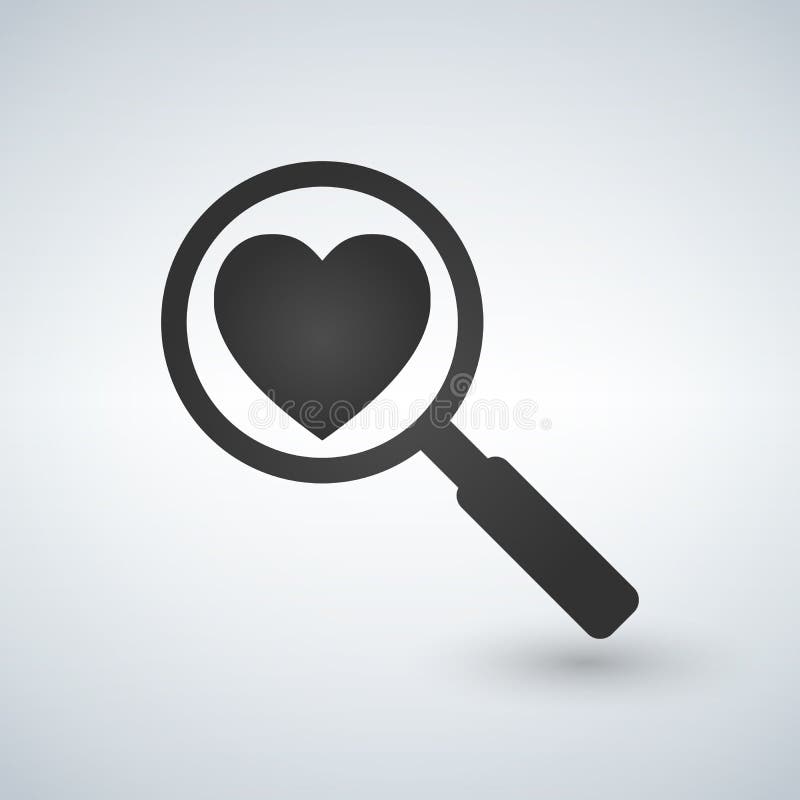 Heart Search Icon on White Background, Illustration. Stock Illustration ...