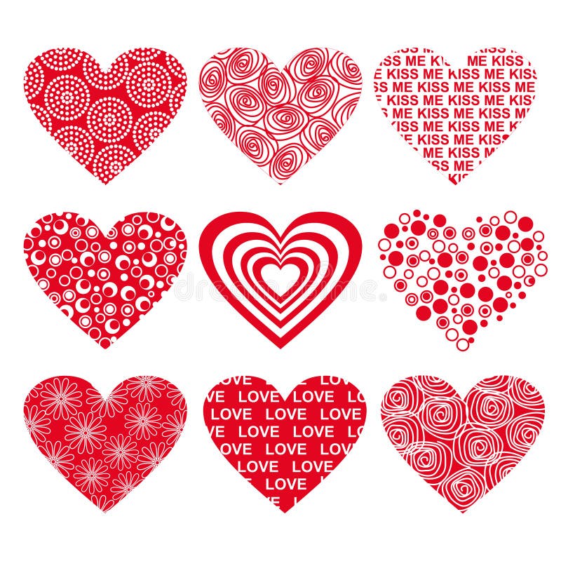 Heart Set of Design Elements Cartoon Vector Illustration Design Stock ...