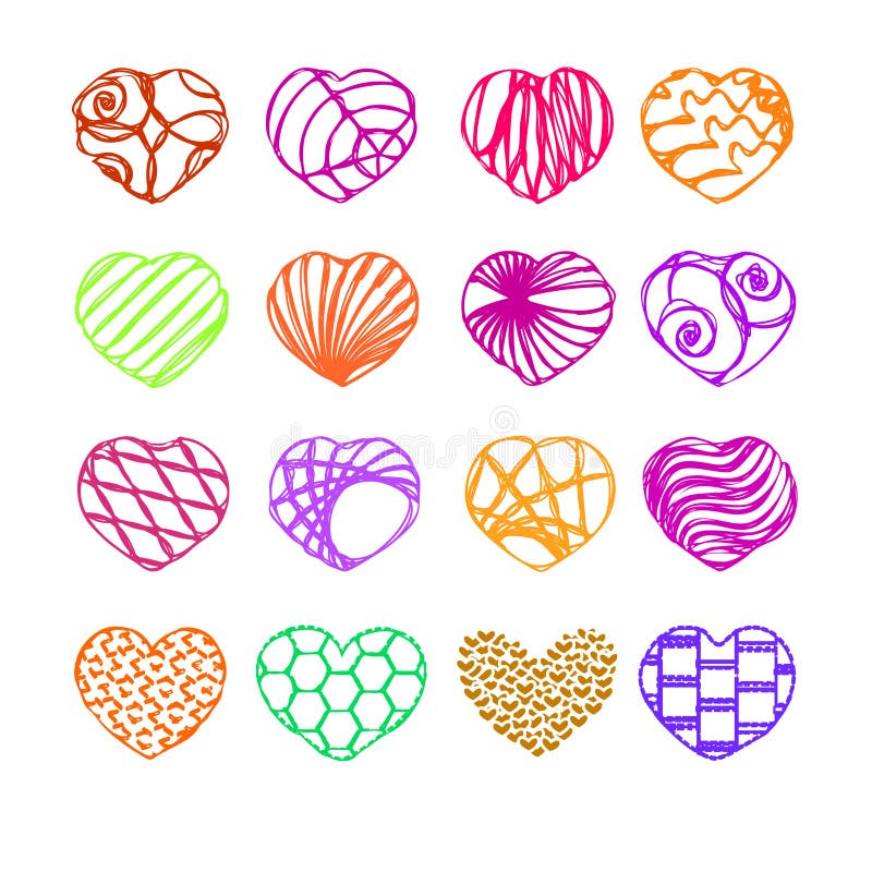 Heart, a Set of 16 Hearts, Icon, Stock Vector - Illustration of ...