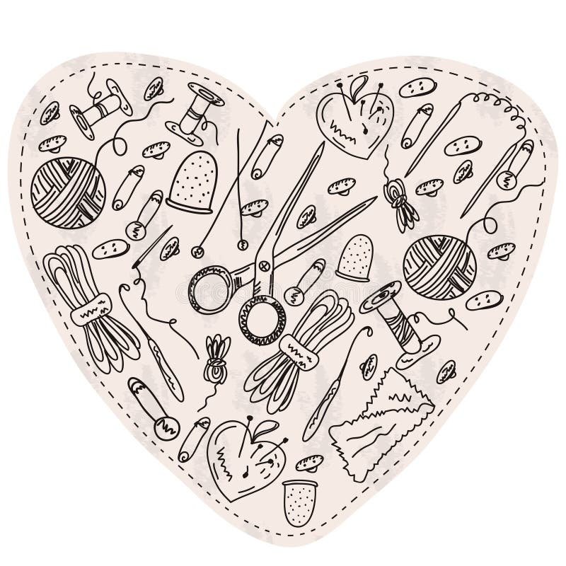 Sewing and knitting heart stock vector. Illustration of isolated - 19700314