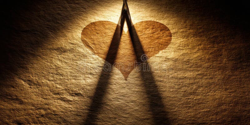 Heart Shadow Creation on Rustic Paper Surface with Soft Warm Lighting ...
