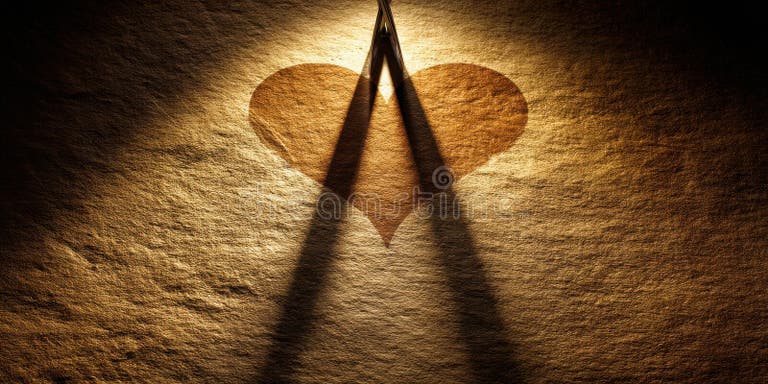 Heart Shadow Creation on Rustic Paper Surface with Soft Warm Lighting ...