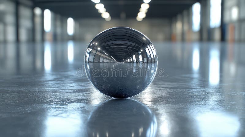 At the Heart of a Shadowy, Industrial Space, a Reflective Sphere Bends ...