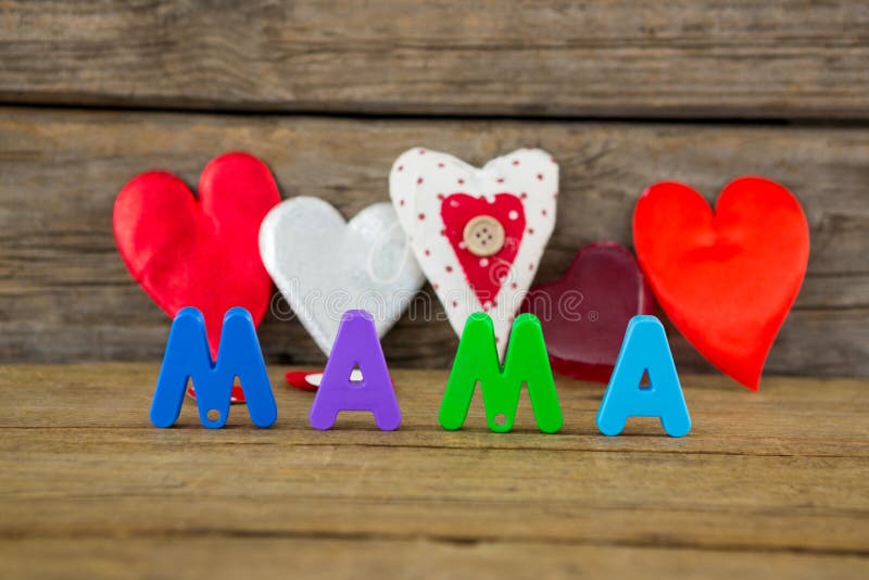 Heart Shape with Alphabet Reading Mama Stock Photo - Image of festival ...