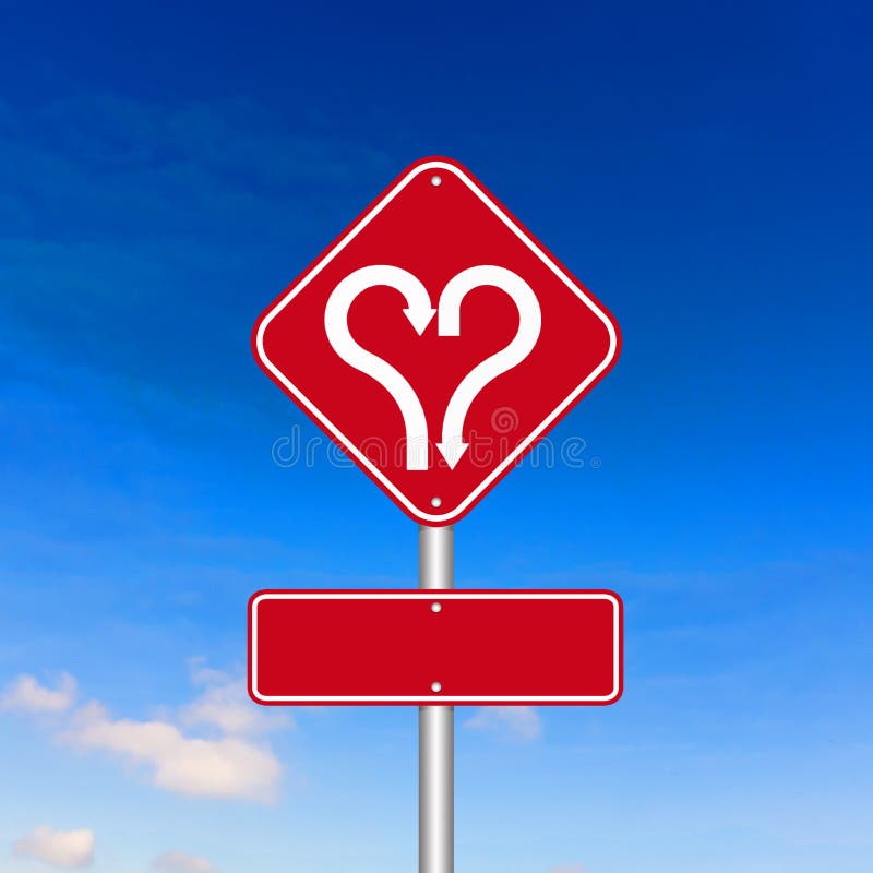 Heart Shape with Arrow Road Sign Stock Image - Image of beauty, sign ...