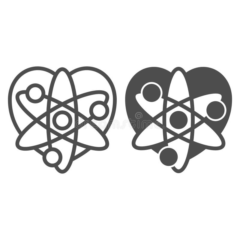Heart Shape with Atom Structure Line and Solid Icon, Laboratory ...