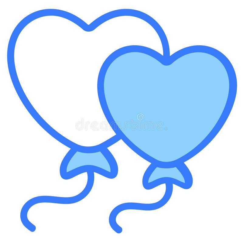 Heart Shape Balloons Icon, Simple Design Blue Line Stock Vector ...
