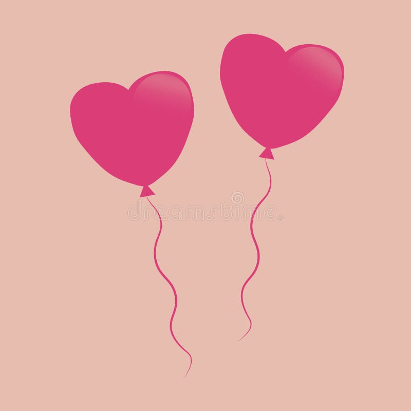 Heart Shape Balloons with Strings. Vector Illustration Decorative ...