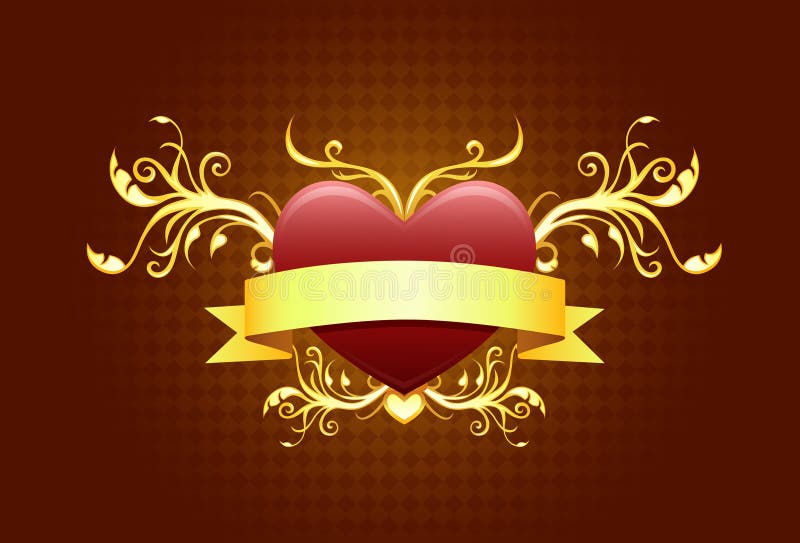 Heart shape with banner stock vector. Illustration of placard - 18201280