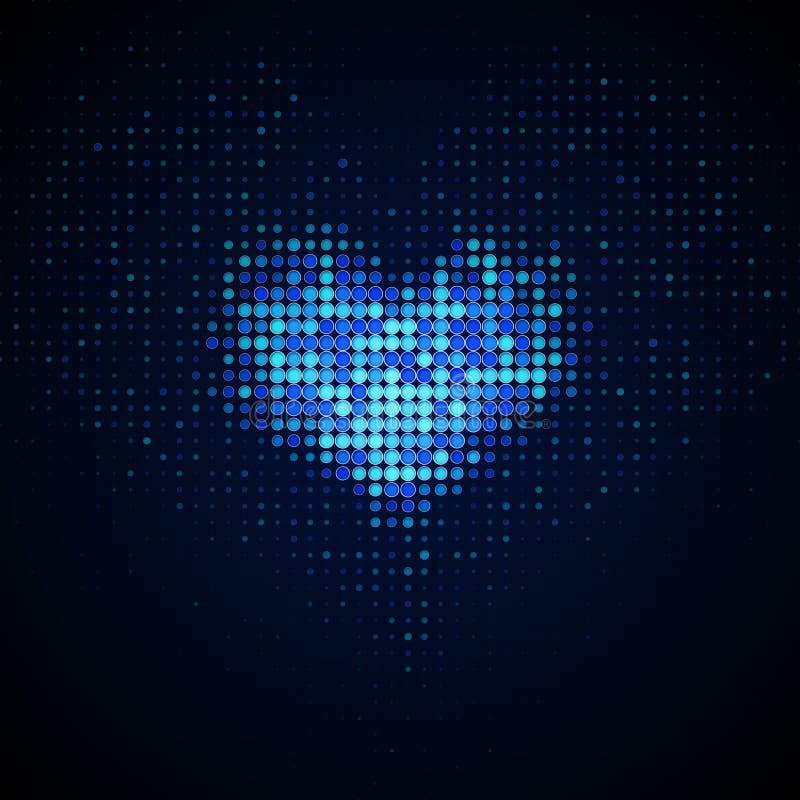Pixel Heart Shape on Digital Screen and Colorful Lights Stock ...
