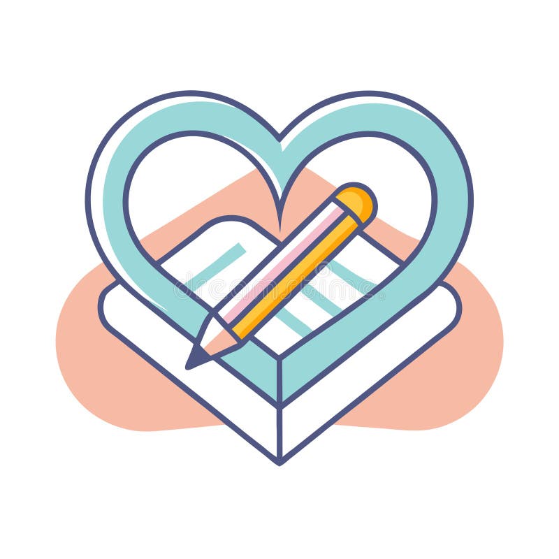 Heart Shape Book with a Pencil: Creative Learning and Writing Concept ...