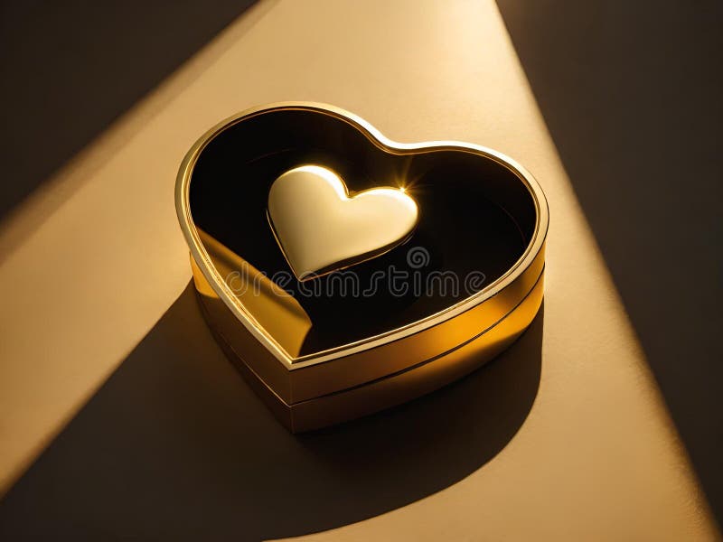 Heart Shape Box with Golden Heart Inside Stock Illustration ...