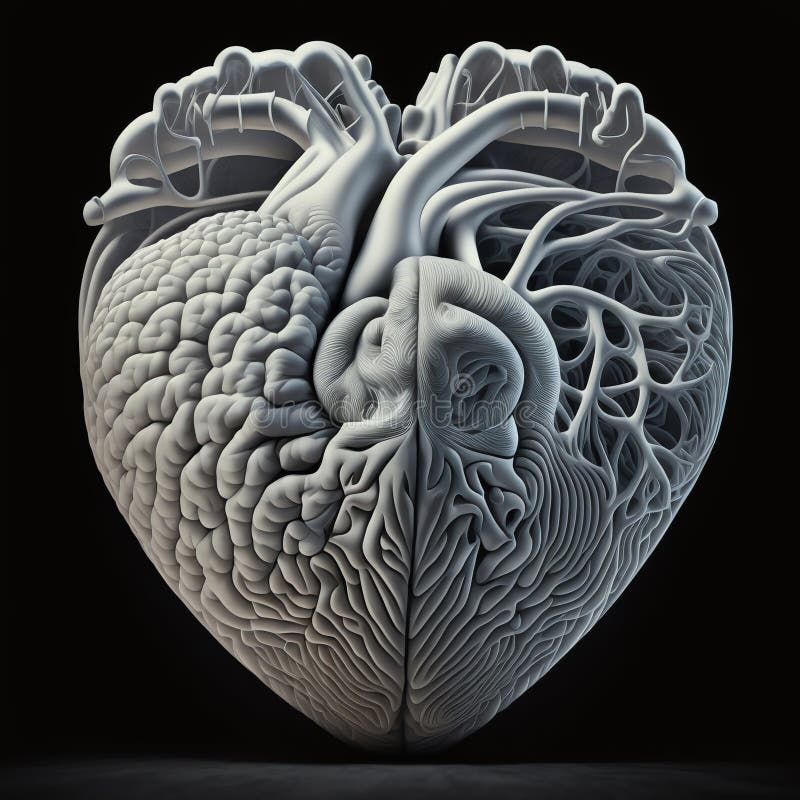 Heart Shape by Brain Texture. Love Concept. Generative AI. Stock ...