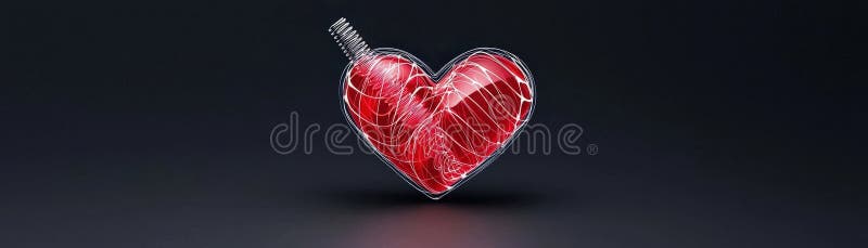 Heart Shape with Bright Red Color on a Dark Background Representing ...